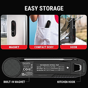 ThermoPro Lightning One-Second Instant Read Meat Thermometer, Calibratable Kitchen Food Thermometer with Ambidextrous Display, Waterproof Cooking Thermometer for Oil Deep Fry Smoker BBQ Grill