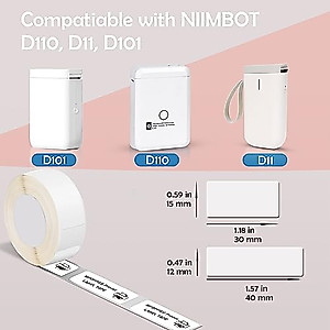MFoffice D11/D110/D101 Label Maker Tape, White Thermal Sticker Label 0.47"×1.57" (12x40mm), Waterproof Self-Adhesive Multipurpose Labeling Tape Replacement 160 Sheets/Roll