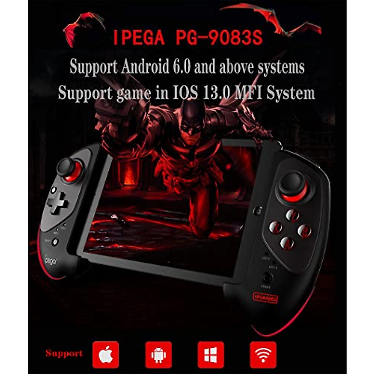 ipega-PG-9083S Wireless game controller phone tablet game controller for iPhone14/13/12/11/X,XR/8/ ipad for Galaxy S23/S22/S21/S10+/ Note20/10 VIVO,LG,one Plus,Android Smartphone Tablet (Android 6.0 + IOS13.0+)