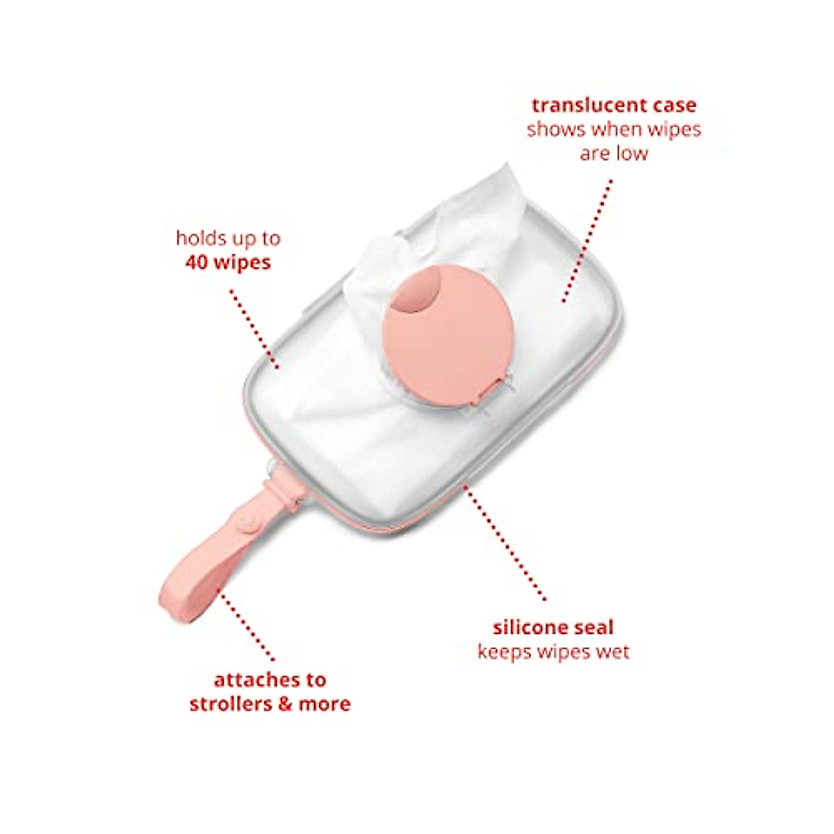 Skip Hop On-The-Go Wipes Dispenser, Grab & Go, Blush