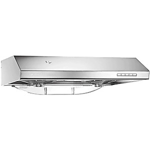 Pacific Auto Clean Under Cabinet Ducted Range Hood 36" - 900 CFM Powerful Kitchen Vent Hood - Electric Stainless Steel, Ultra Quiet, Touch Control, Filterless, LED Lights, Auto Cleaning ‎AC3036BS