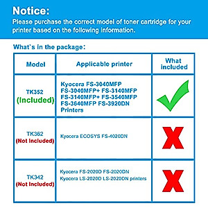 LCL Compatible Toner Cartridge Replacement for Kyocera TK352 TK-352 FS-3920DN FS-3040MFP FS-3140MFP FS-3540MFP FS-3640MFP FS-3920DN (2-Pack Black)