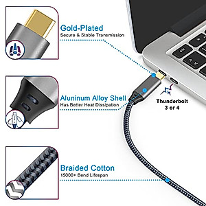 PEUZAVA USB C to HDMI Cable 6ft, Preminum 4K Type C (Thunderbolt 3/4) to HDMI Braided Cord Compatible with MacBook Pro 2020/2019/2018, MacBook Air/iPad Pro 2018, Samsung Galaxy S10/S9, Surface Book 2