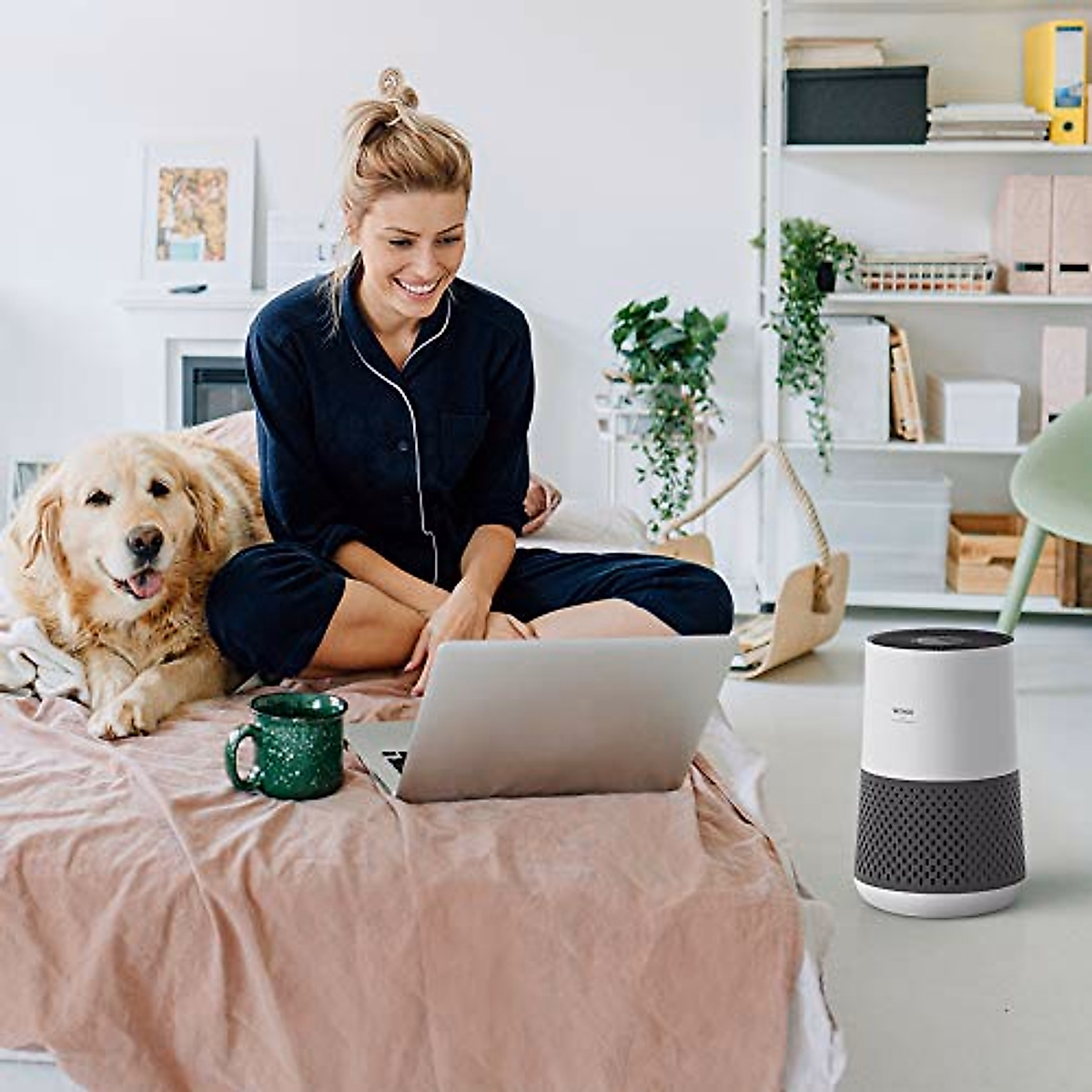 Winix A231 Tower H13 True HEPA 4-Stage Air Purifier, Perfect for Home office, Home classroom, Bedroom and Nursery, White and Charcoal Grey Small