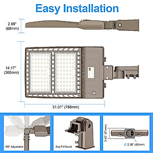 YELLORE 2 Pack 320W LED Parking Lot Light 44,800LM UL DLC Listed LED Shoebox Pole Light with Slip Fitter 5000K Flood Lights Outdoor IP65 Waterproof Commercial Street Light 100-277VAC