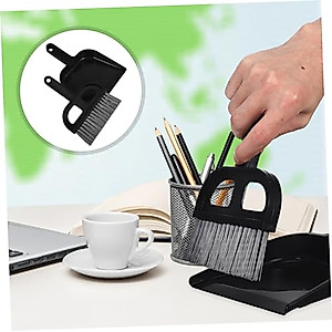 Luxshiny 1 Set Broom Dustpan Set Detailing Brush Cars Brooms Automotive Auto Car Desk Cleaner Brush Car Gaps Brush Cleaning Small Dustpan Multi-Function Whisk Broom Mini Broom Black Plastic