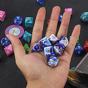 QMay DND Dice Set -D&D Polyhedral Dice (7 Pcs) for Dungeons and Dragons(Blue and White)