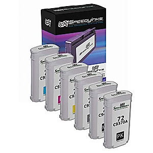 SPEEDYINKS Compatible Replacements for HP 72 Ink Cartridge High Yield (Photo Black, Cyan, Magenta, Yellow, Gray, Matte Black, 6-Pack) for use DesignJet T1100, T1120, T1200, T610, T620, T770, T1100ps