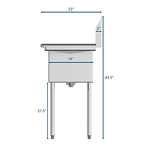KoolMore - SB141611-12B3 2 Compartment Stainless Steel NSF Commercial Kitchen Prep & Utility Sink with 2 Drainboards - Bowl Size 14" x 16" x 11", Silver