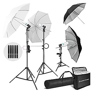 LimoStudio, 700W Output Lighting Series, LMS103, Soft Continuous Lighting Kit for White and Black Umbrella Reflector with Accessory and Carry Bag