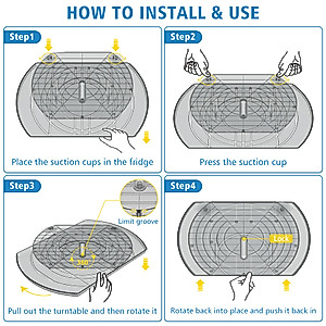 Lazy Susan Turntable Organizer for Refrigerator, Clear Square Rotating Fridge Organizer and Storage, 16.54''Lazy Susan for Kitchen, Table, Pantry, Cabinet, Countertop