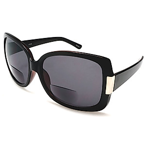 SAMBA SHADES BiFocal Sun Readers Fashion Reading Sunglasses for Women Jackie O French Riviera SunReaders Style in Black +2.50