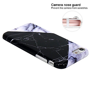 iPhone 7 Case, iPhone 8 Case, JAHOLAN White Black Geometric Marble Design Slim Shockproof Flexible Glossy TPU Soft Case Rubber Silicone Cover for Apple iPhone 7 / iPhone 8