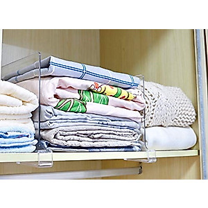 CY craft Acrylic Shelf Dividers for Closets,Wood Shelf Dividers, 4 PCS Clear Shelf Separators,Perfect for Clothes Organizer and Bedroom Kitchen Cabinets Shelf Storage and Organization