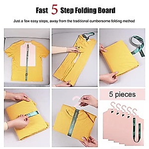 T Shirt Folding Board Organizer, Shirt Sweater Trousers Clothes Folder Laundry Organizer Easy and Fast to Fold Clothes, Multifunctional Hook Folding Board, Closet Organizer (5Pcs Pink M)