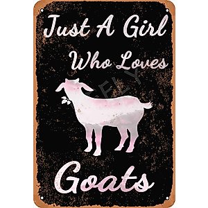 Keely Just A Gril Who Love Goats Metal Vintage Tin Sign Wall Decoration 12x8 inches for Cafe Bars Restaurants Pubs Man Cave Decorative
