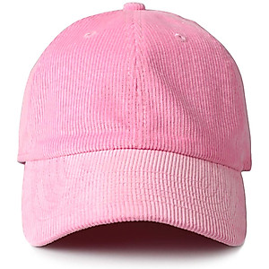 MIRMARU Classic Corduroy Cotton Baseball Caps Vintage Low Profile Dad Hat with Adjustable Strap with Brass Buckle (Light Pink)