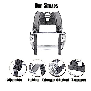 Crosstime Clear Backpack Stadium Approved 12x6x12 Clear Stadium Bag for Concert Sport Events Games Festival