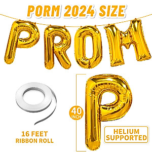 algpty Prom 2024 Balloons Gold 40 Inch Giant - Prom 2024 Decorations Decor for Prom 2024 Party Graduation Decorations Foil Mylar Prom 2024 Balloons Banner Sign for Prom Night Graduation Party