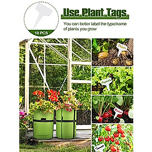 Kalolary 10 Gallon Potato Grow Bags, 3PCS Portable Grow Pots with Flap and Handles Planting Grow Bag with Visible Window, Nonwaven Fabric Garden Plant Bags for Vegetable Fruits, 10PCS Planting Labels