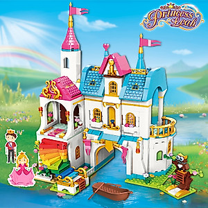 EP EXERCISE N PLAY Building Toy Deluxe Brick for Ages 6-12 Girls Boys,Princess Leah Lake Rainbow Castle Building Kit Castle Toy House Toys,Creative Building Toys,Recreat