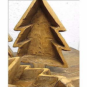 5-Pack Farmhouse Tree Wood Rustic Handmade Dough Bowls 9 x 13 x 1.5 inches - Candle Pour - Candle Fill - Gifts for Holidays, Christmas Tree