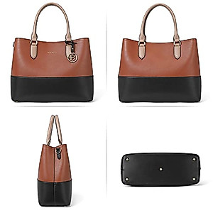 BOSTANTEN Leather Handbags for Women Designer Satchel Purses Top Handle Shoulder Crossbody Bag with Triple Compartment Black