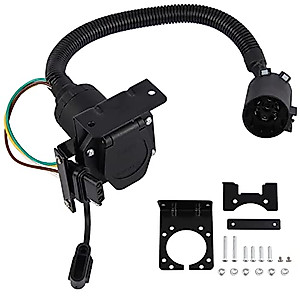 Newparts 7 Pin to 7 Way Blade and 4 Way Flat Vehicle-Side Trailer Wiring Adapter Compatible with Ford Chevy Dodge Ram GMC Sierra Grand Cherokee USCAR Socket Required Trailer Connector Wiring Harness