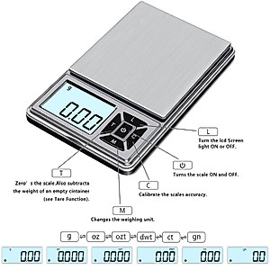 GRAM PRES Digital Pocket Gram Scale 300g x 0.01g Accuracy， Micro Mini High Precision Scale Digital Weight Grams and Oz for Jewelry, Diamond，Arrows, Powders, Herbs and Food,with 50g Cal Weights