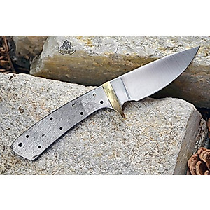 Whole Earth Supply (Set of 2) CUSTOM BLANK Knives Knife Blade Drop Point 6 1/2in w/Brass Guard Bolster BL013