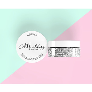 MARBLERS Cosmetic Grade Fine Glitter Duo [Black Knight & Rainbow White] 0.36oz (10g) | Non-Toxic | Vegan | Cruelty-Free | Eyeshadow, Nail Polish, Nail Art | Festival, Rave & Party Makeup | Body & Face