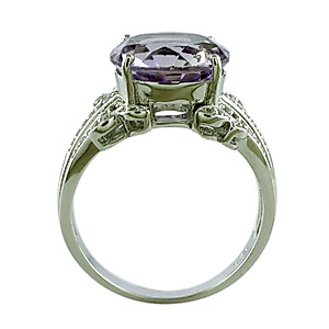 SGL Green Amethyst 5.45 Carat Cocktail Ring for Women 925 Sterling Silver Anniversary Wedding Jewelry for Women