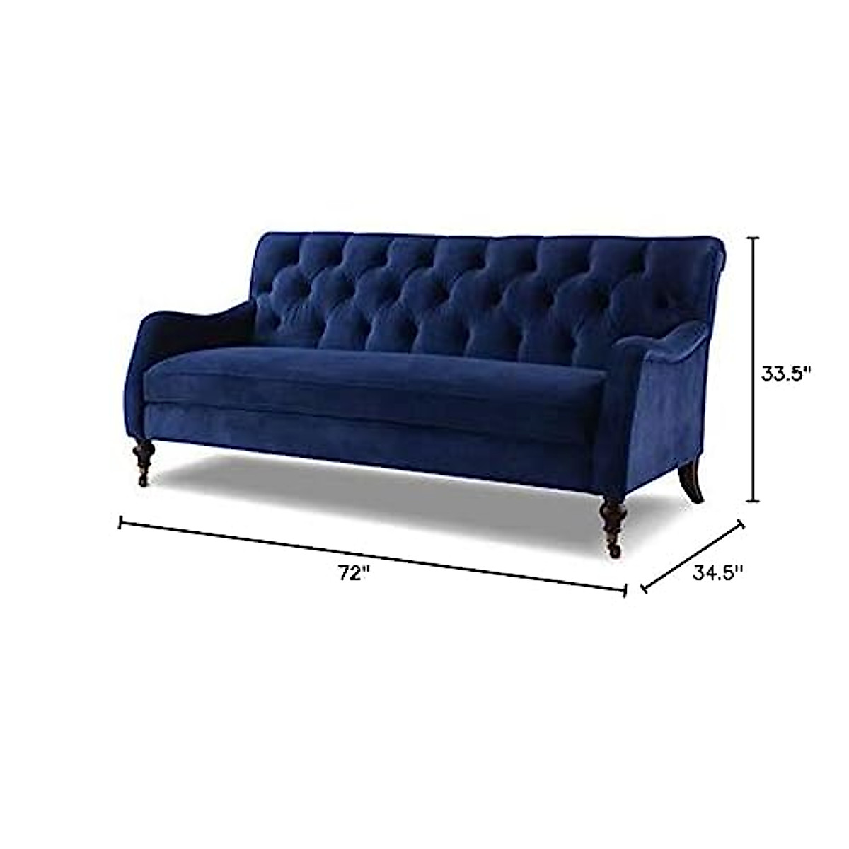 Jennifer Taylor Home Xander Tufted Sofa Metal Casters, Navy Blue