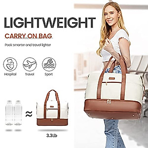 LOVEVOOK Weekender Bag, Large Travel Duffel Bag for Women with 2 Packing Cubes, Carry on Overnight Bag with Shoe Compartment, Mom Hospital Bags for Labor and Delivery