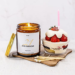 21 and Fabulous - 21st Birthday Gift for Her, 21-Year-Old Christmas Birthday Gifts for Women Daughter Granddaughter Sister Girlfriend, Funny Happy 21st Birthday Soy Candle (Lavender, 7oz)