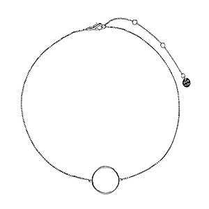 Pura Vida 14" Silver-Plated Circle Charm Choker Necklace - Adjustable Chain, Brass Base - 3" Extender