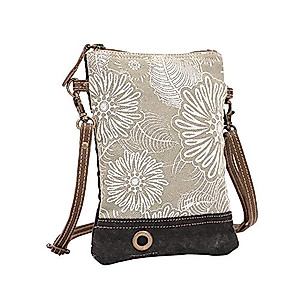 Myra Bag Leafy Upcycled Canvas & Leather Crossbody Bag S-1466