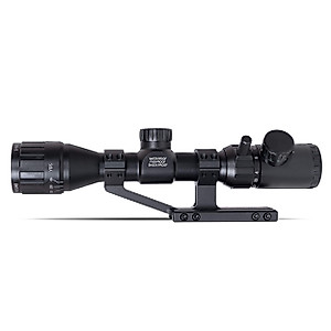 Monstrum 3-9x32 AO Rifle Scope with Illuminated Range Finder Reticle and Parallax Adjustment | ZR255 H-Series Offset Scope Mount | Bundle