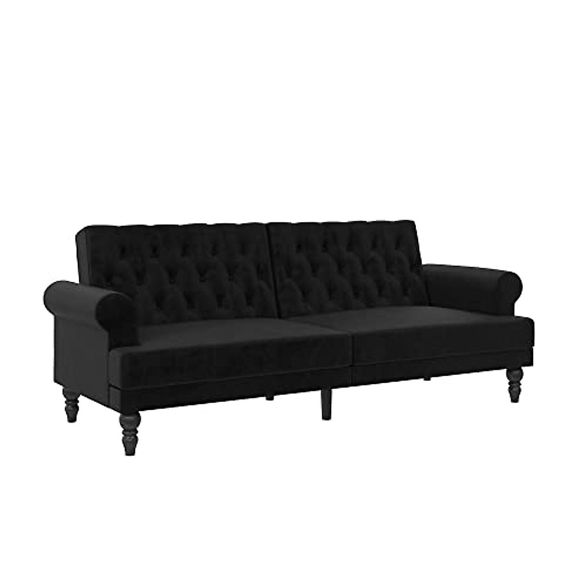 Novogratz Cassidy Upholstered Futon, Black Velvet
