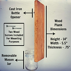 19th Hole Bottle Opener - Wall Mounted Rustic Wood Board With Removable Cap Catcher and Cast Iron Opener - Golf Gift and Home Decor