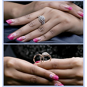 Dazzlingrock Collection 1.00 Carat (Cttw) Round White Diamond Cushion Shaped Halo Engagement Ring Set for Women in 14K Solid Rose Gold, Size 7