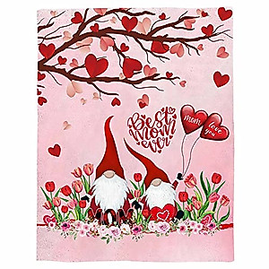 Fantasy Staring Mother's Day Throw Blanket - Best Mom Ever Gift Blanket Elf Gnomes Flowers Floral Flannel Blanket Microfiber Holiday Blanket Soft, Cozy, Comfy Throw for Sofa Couch Bed, 40 x 50 inch
