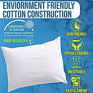 Dreamology Pillow Protectors, Cotton Terry Zippered, 100% Water Proof & Hypoallergenic, Extend Pillow Life by 3X, Breathable, Waterproof Pillow Case Cover (Cotton, Pack 4 - Standard [20x26])