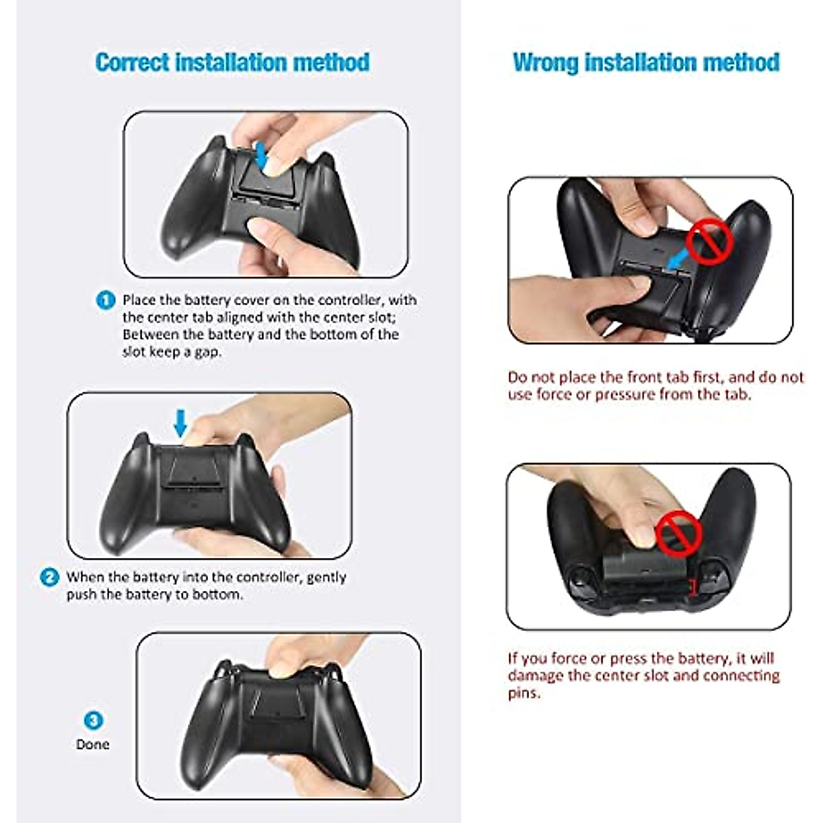 Rechargeable Battery Pack for Xbox One, 2x1200mAH Battery Pack with 4FT 2 in 1 Micro USB Charging Cable, Play and Charge Kit for Xbox One/One S/One X/Elite(Not for Xbox Series X/S Controller)