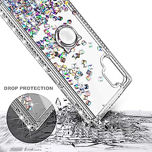 NGB Supremacy for Samsung Galaxy Note 10 Plus/Note 10 Plus 5G Case with Screen Protector (Maximum Coverage, Flexible TPU), Ring Holder/Wrist Strap, Glitter Liquid Cute Case (Clear Gem)