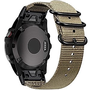 Fintie Band Compatible with Garmin Fenix 5X/5X Plus, Fenix 6X/6X Pro, Fenix 7X, Fenix 3/3 HR, Descent MK1/D2 Delta PX/D2 Charlie, 26mm Quickfit Soft Nylon Sport Strap (Desert Tan)