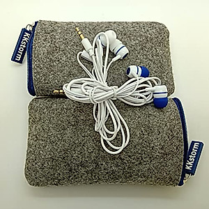 KKstorm Kids Headphones for School Kids: Kids Wired Headphones Wired Earphones Wired for Kids Earphones for Kids Earbuds Wired Headsets in Ear Earbuds in Felt Pouch KK-211 2PACK Blue White