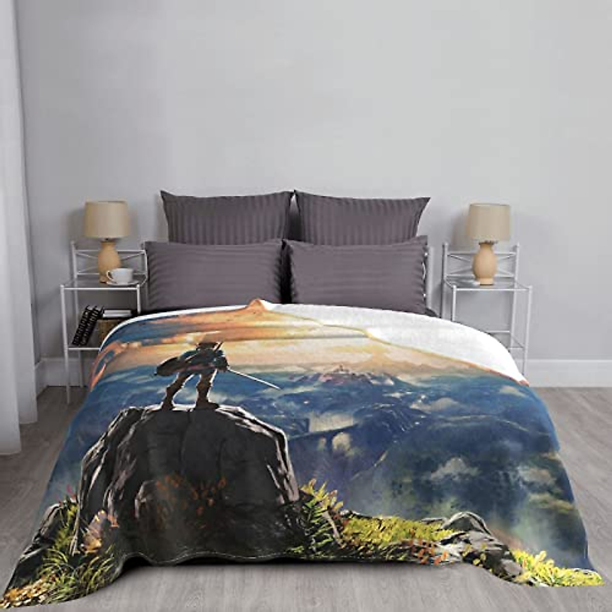 Game Anime Mountain Castle Throw Blanket Flannel Fleece Blanket Soft Cozy Air Conditioning Blankets for Bed Sofa Couch Camping 50"x40"