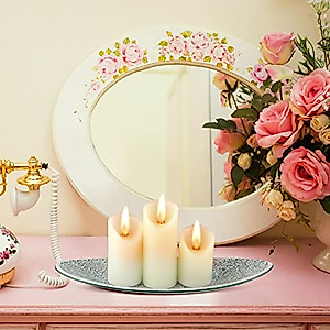 MDLUU Mosaic Centerpiece Tray, Decorative Glass Plate, Home Decor Glass Bowl for Orbs, Candles, Potpourri (Silver)