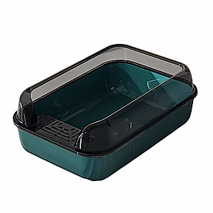Qianly Cat Litter Box,Cat Toilet,Detachable, Anti Splash,Easy to Clean, Stain Resistant Scatter Shield Kitty Litter Pan Cat Litter Tray Kitty, Green